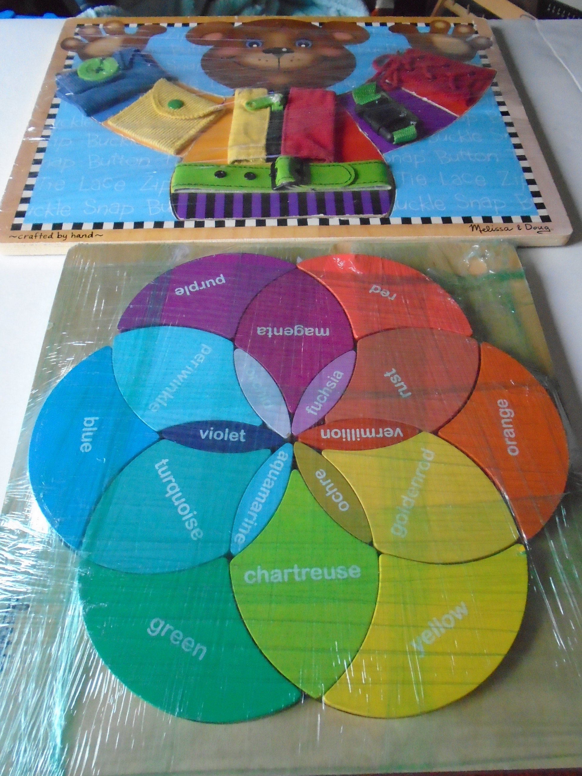 2 Vintage Kids Basic Skills Board Puzzles - Etsy