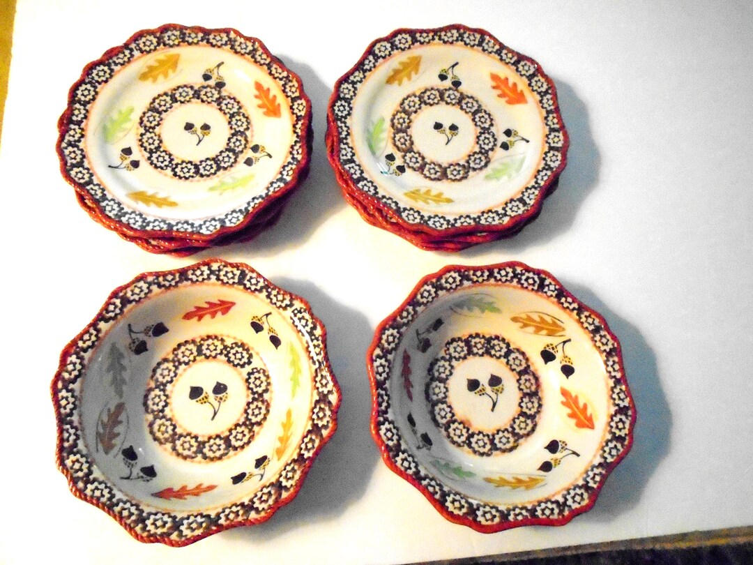 10 Temptations Fall Harvest Old World Luncheon Plates and Salad Bowls ...