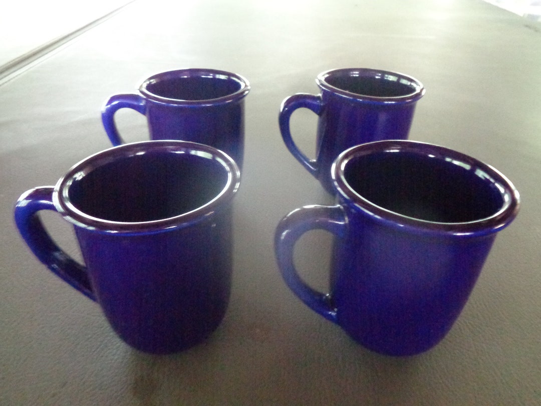 4 Chartel Stoneware Mugs Cobalt Blue Chartel - Etsy