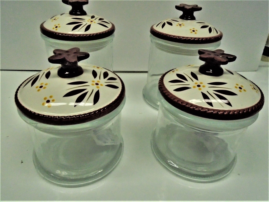 4 Piece New Temptations Maroon Old World Canister Jar Set - Etsy