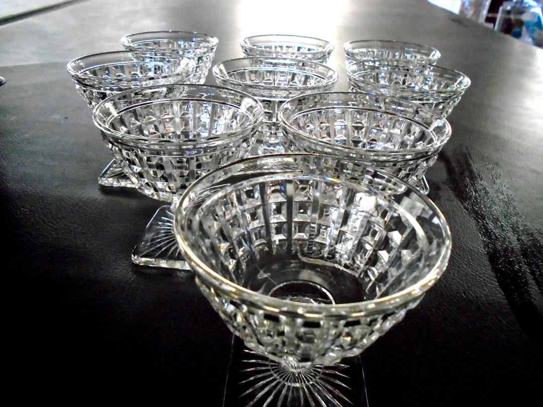 9 Rare Imperial Monticello Crystal Waffle Pattern Dessert Dishes - Etsy