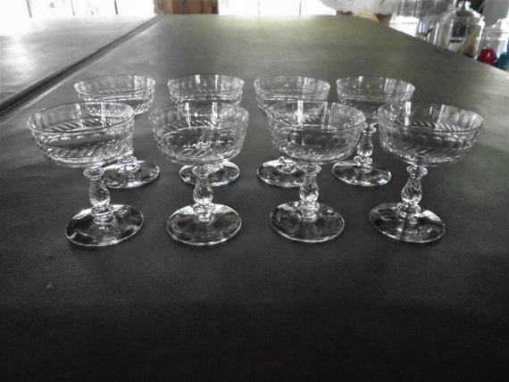 8 Thumbprint Crystal Champagne Goblets - Etsy
