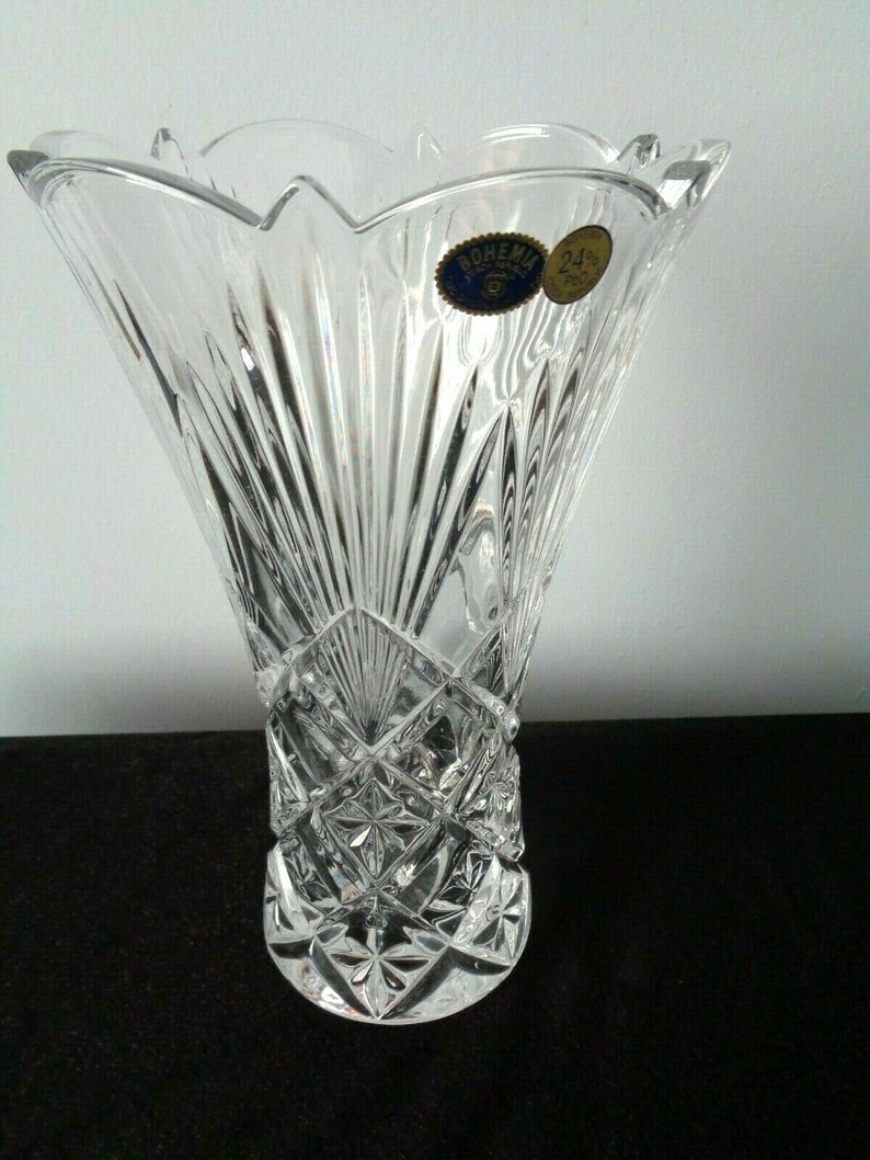 New Vintage Bohemia Czech Republic Lead Crystal 8 Vase With Tags - Etsy