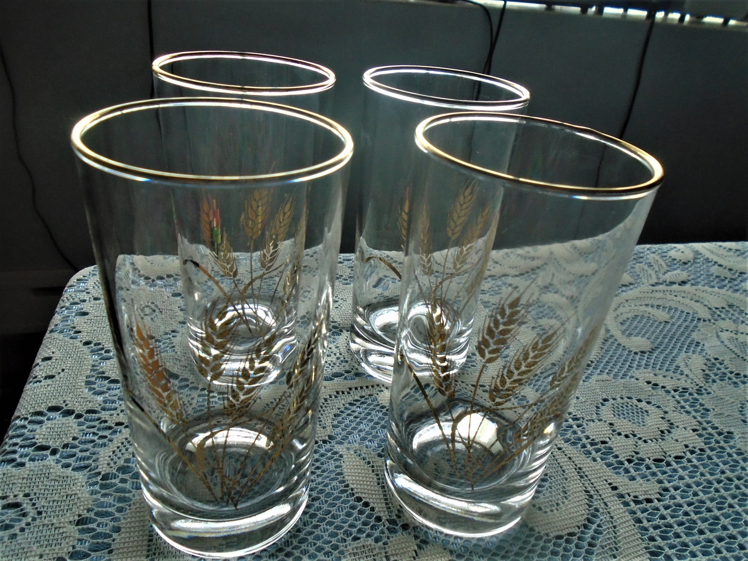 4 Vintage 22K Wheat Pattern Glasses With 22 K Gold Rims - Etsy
