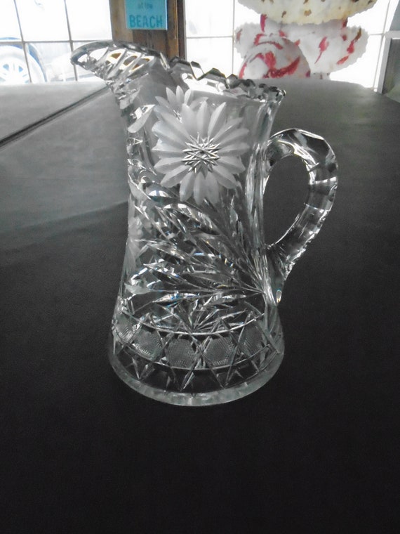 1 Rare Vintage Cut Glass Crystal Pitcher | Etsy