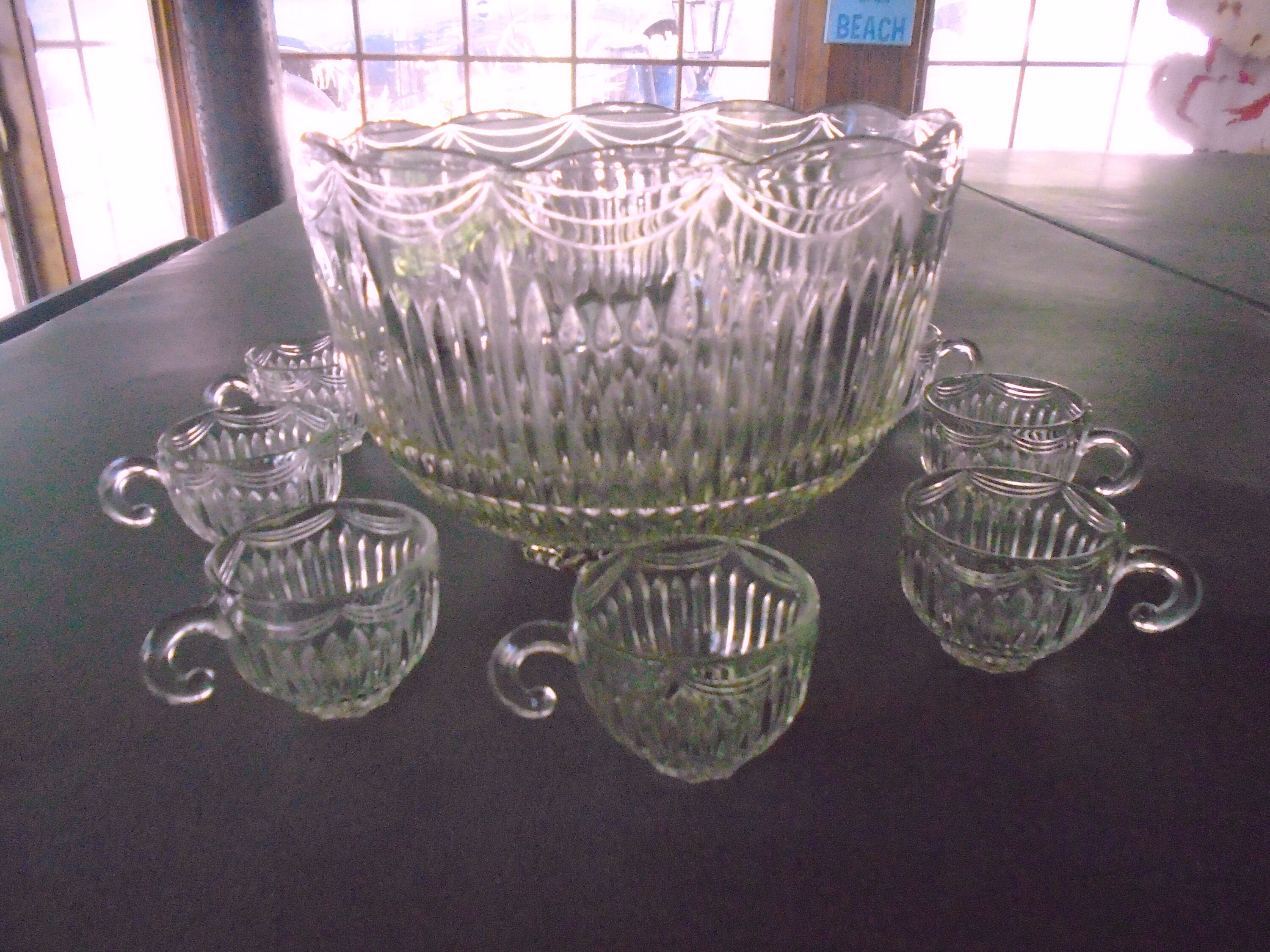 Rare Indiana Glass Company Royal Drape Pattern Punch Bowl Set - Etsy