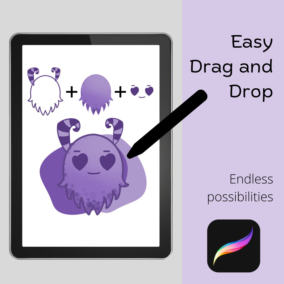 120 Cute and Funny Procreate Monster Stamps Procreate Stamps - Etsy