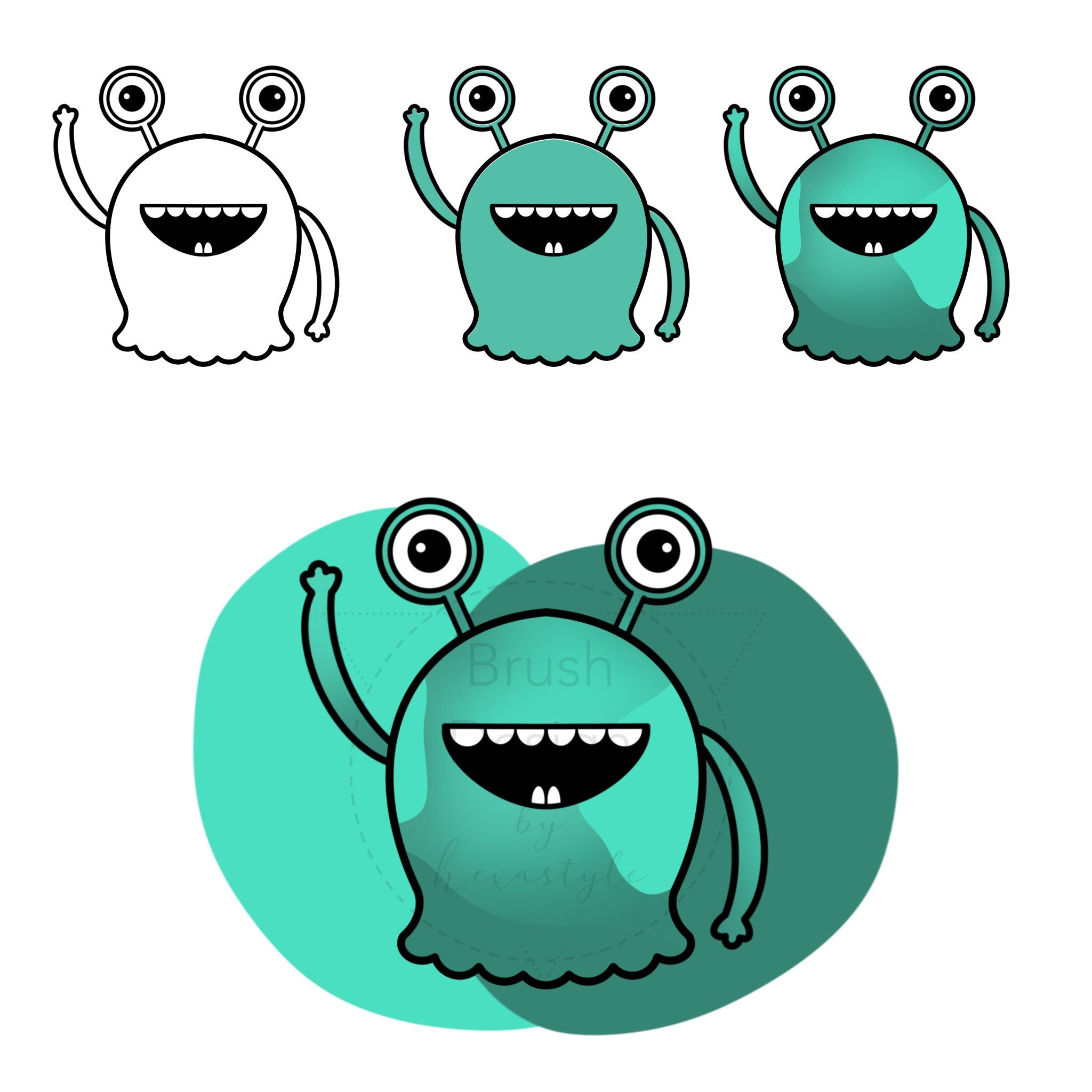 120 Cute and Funny Procreate Monster Stamps Procreate Stamps for KIDS ...