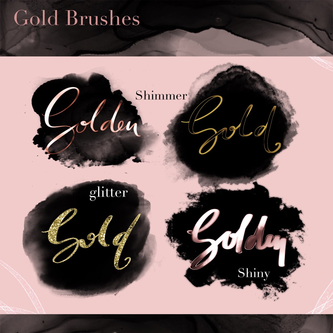 Metallic & Golden Calligraphy Procreate Brushset Gold - Etsy