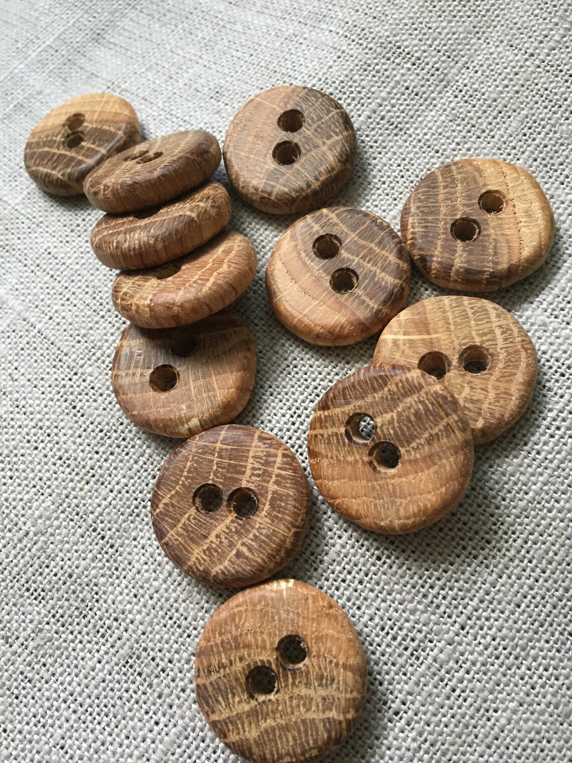 Oak wood button 22 cm. with 2 holes handmade unique wood | Etsy