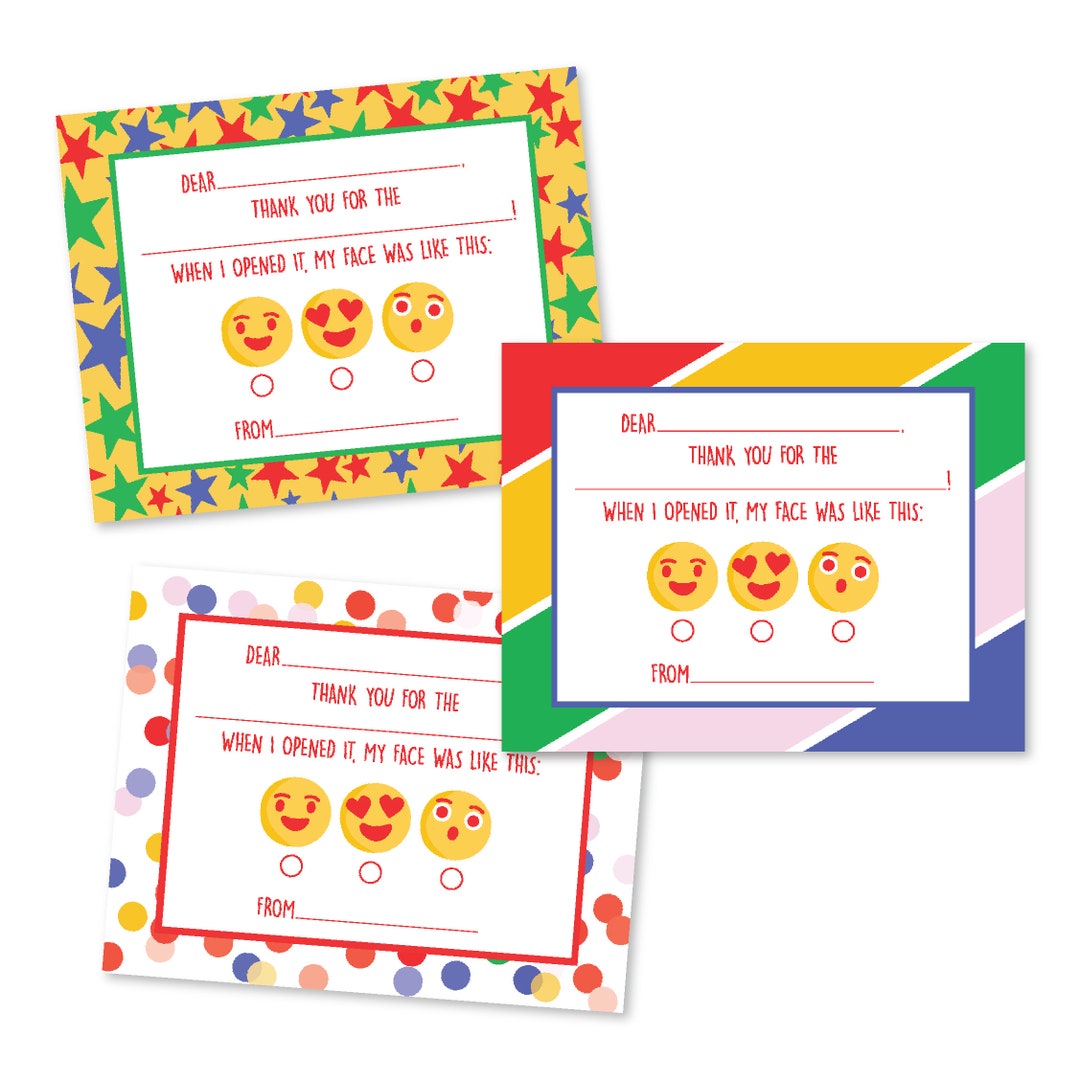 PRIMARY KIDDO CARDS: Set of 12 Fill-in-the-blank Thank You Notecards - Etsy