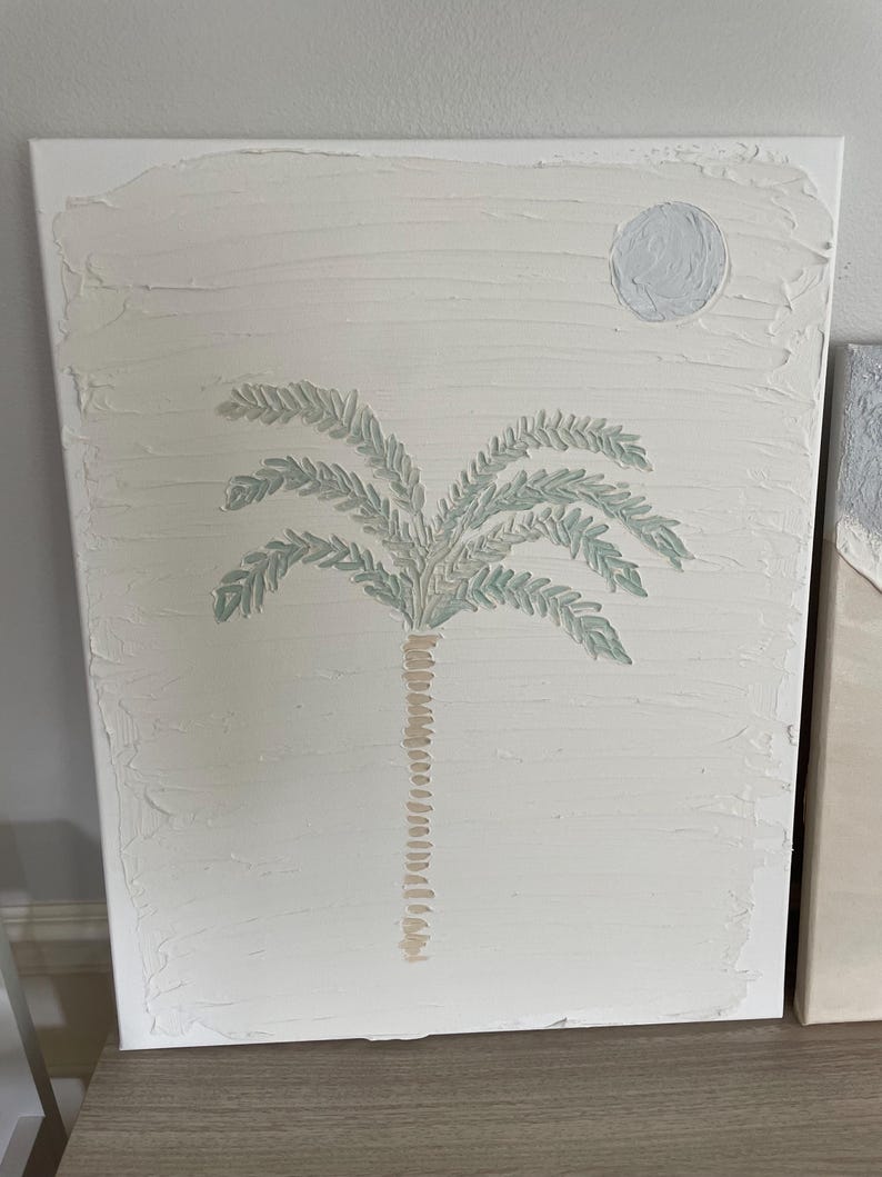 16 X 20 (in) Textured Palm Tree | Plaster Canvas Art |home Decor - Etsy