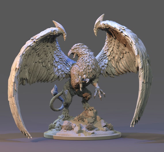 Mighty Griffin Dnd Miniature Perched Griffin Miniatures - Etsy