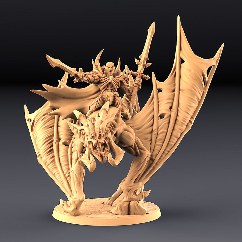 Mounted Vampire Lord on Dire Bat Dnd Miniature warrior - Etsy