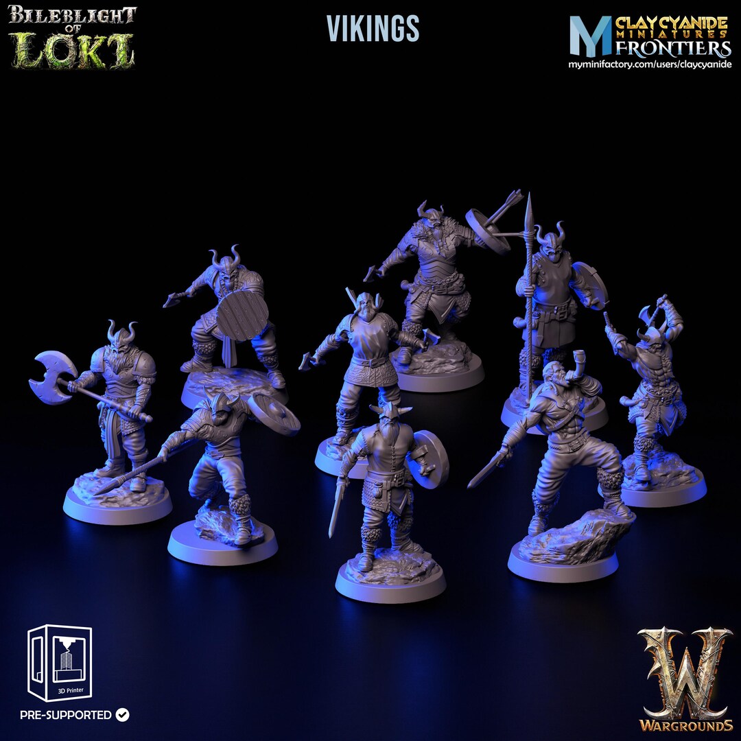 Full Set of 9 Vikings Bileblight of Loki Minis for Tabletop Games Like ...