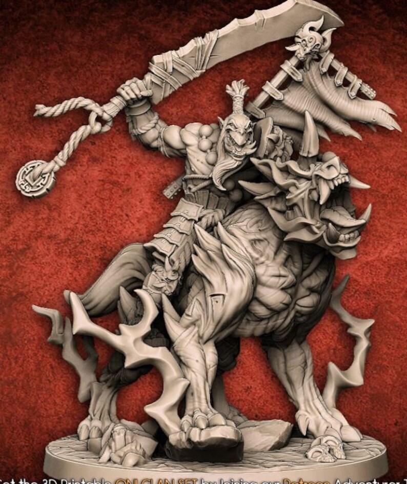 Mounted Oni Clan Chief Dnd Miniature Tabletop Games Like D&D - Etsy