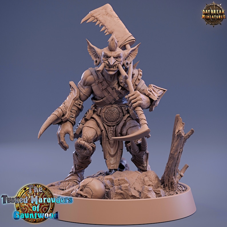 Goblin Warrior With Two-handed Cleaver Dnd Miniature - Etsy