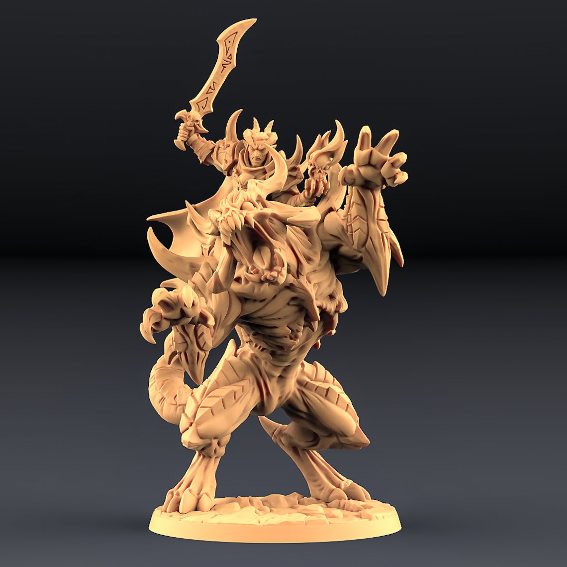 Mounted Demon Lord Dnd Miniature Tabletop Games Like D&D or - Etsy