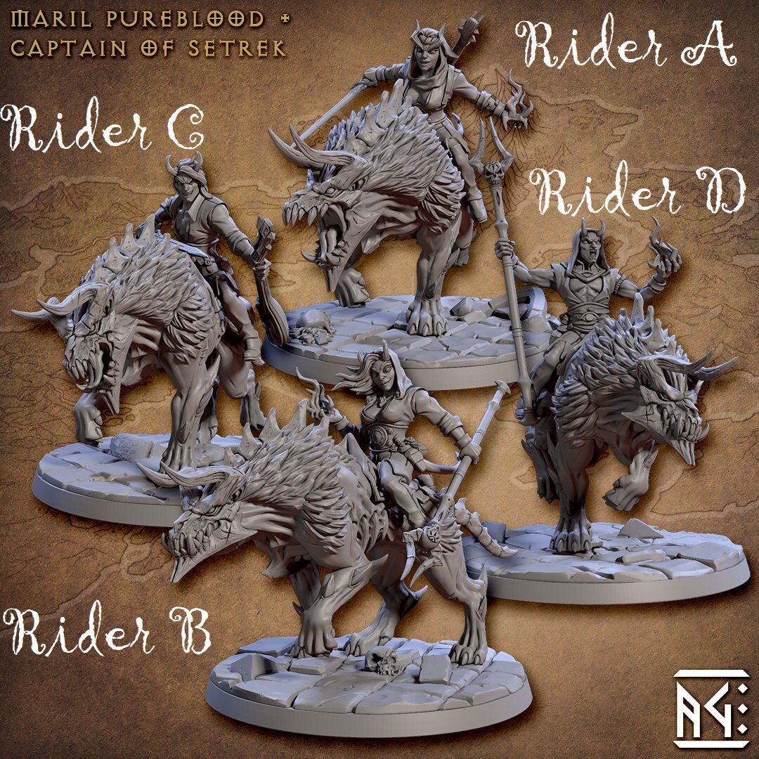 Tiefling Hellhound Riders Dnd Miniature fighters Warrior Miniatures for ...
