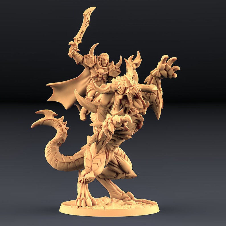 Mounted Demon Lord Dnd Miniature Tabletop Games Like D&D or - Etsy