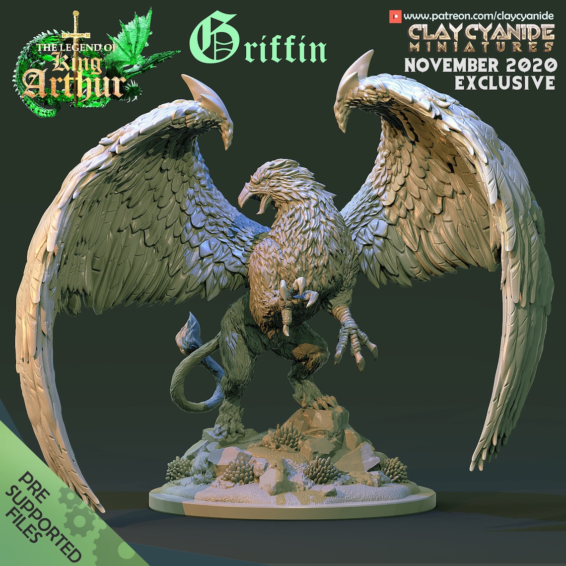 Mighty Griffin Dnd Miniature Perched Griffin Miniatures - Etsy