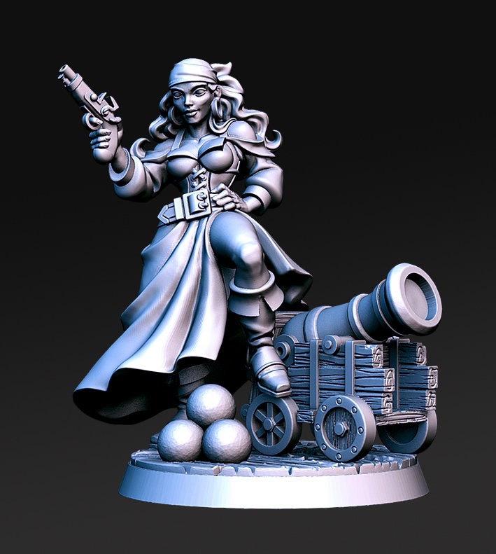 Female Pirate Cannoneer Dnd Miniature gunslinger Miniatures - Etsy