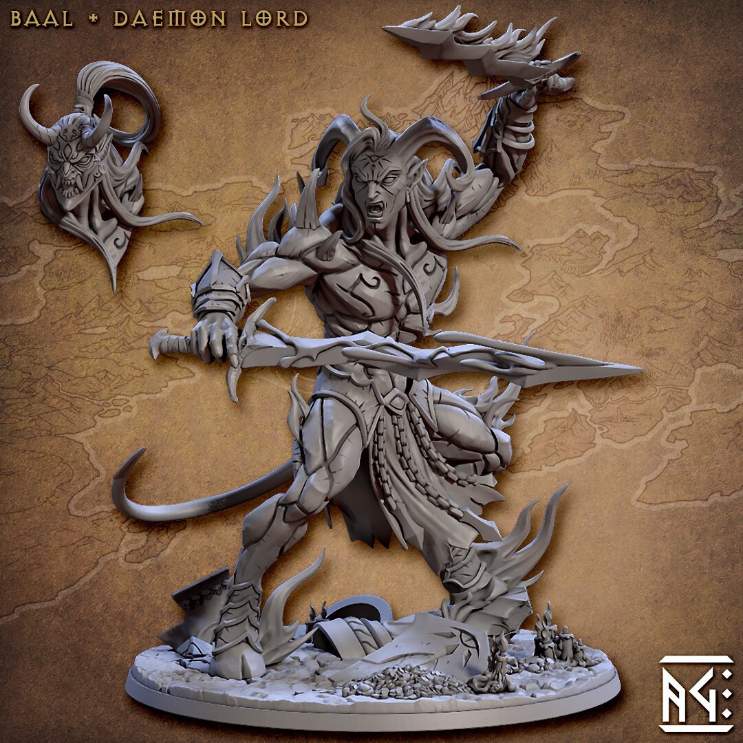 Baal Daemon Lord Dnd Miniature leader Warrior Miniatures for Tabletop ...