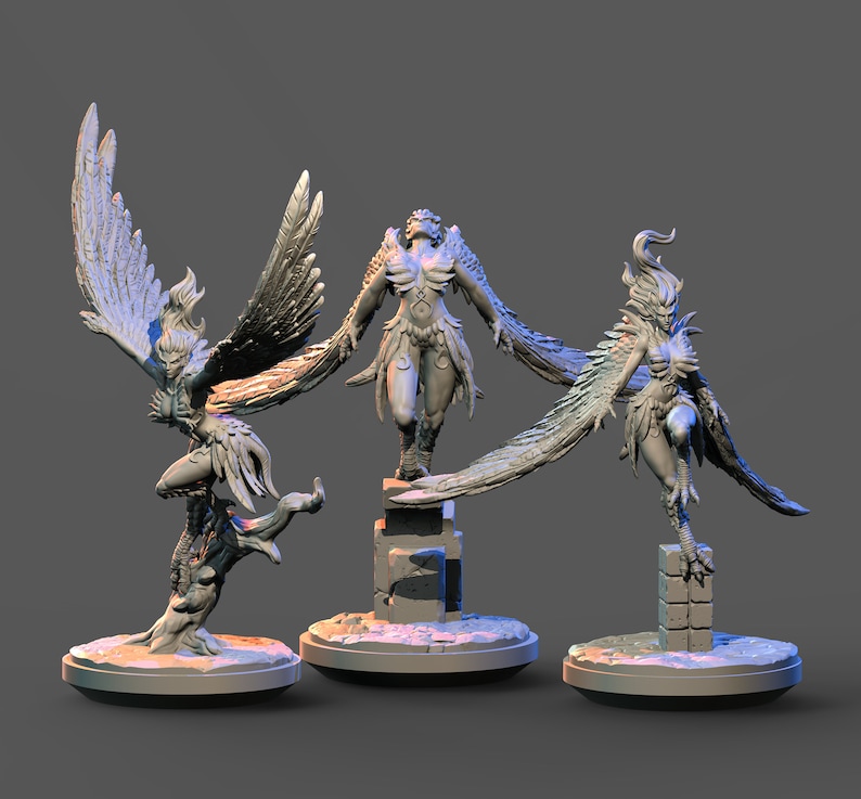Three Harpies Dnd Miniature Miniatures for Tabletop Games - Etsy Finland