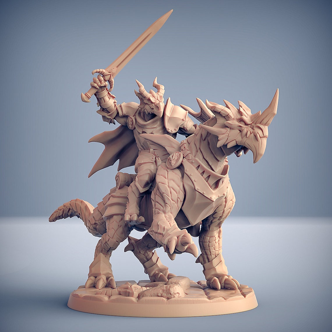 Dragonborn Mounted Knights Dnd Miniature Warrior - Etsy