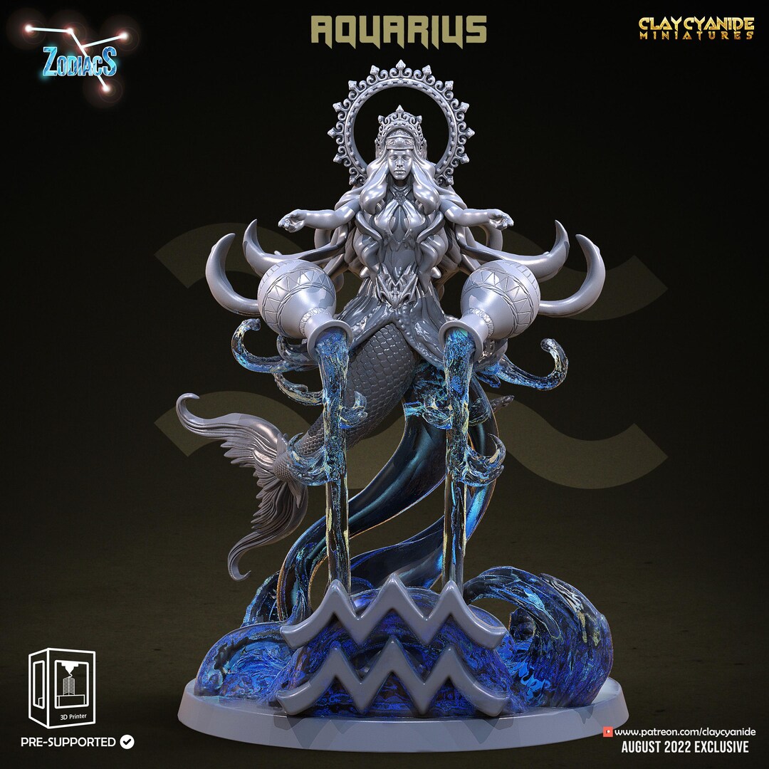Aquarius Zodiac Signs Minis for Tabletop Games Like D&D or War Games ...