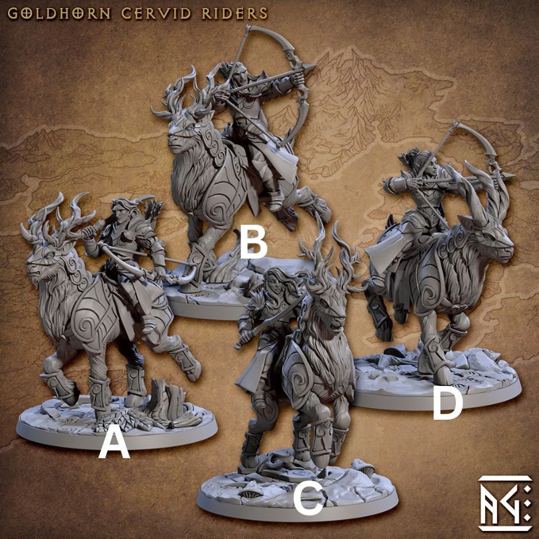 Elven Mounted Fighters Dnd Miniature Elf Riders Forest Elves Miniatures ...