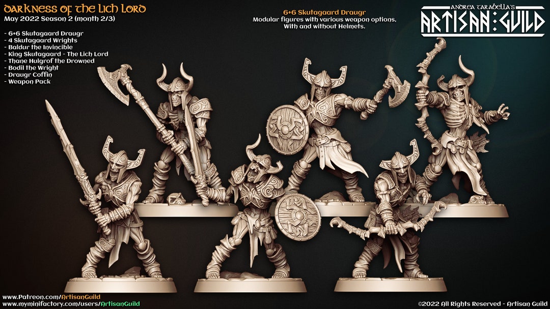 Undead Draugr Warriors With Helms Dnd Miniature fighters - Etsy