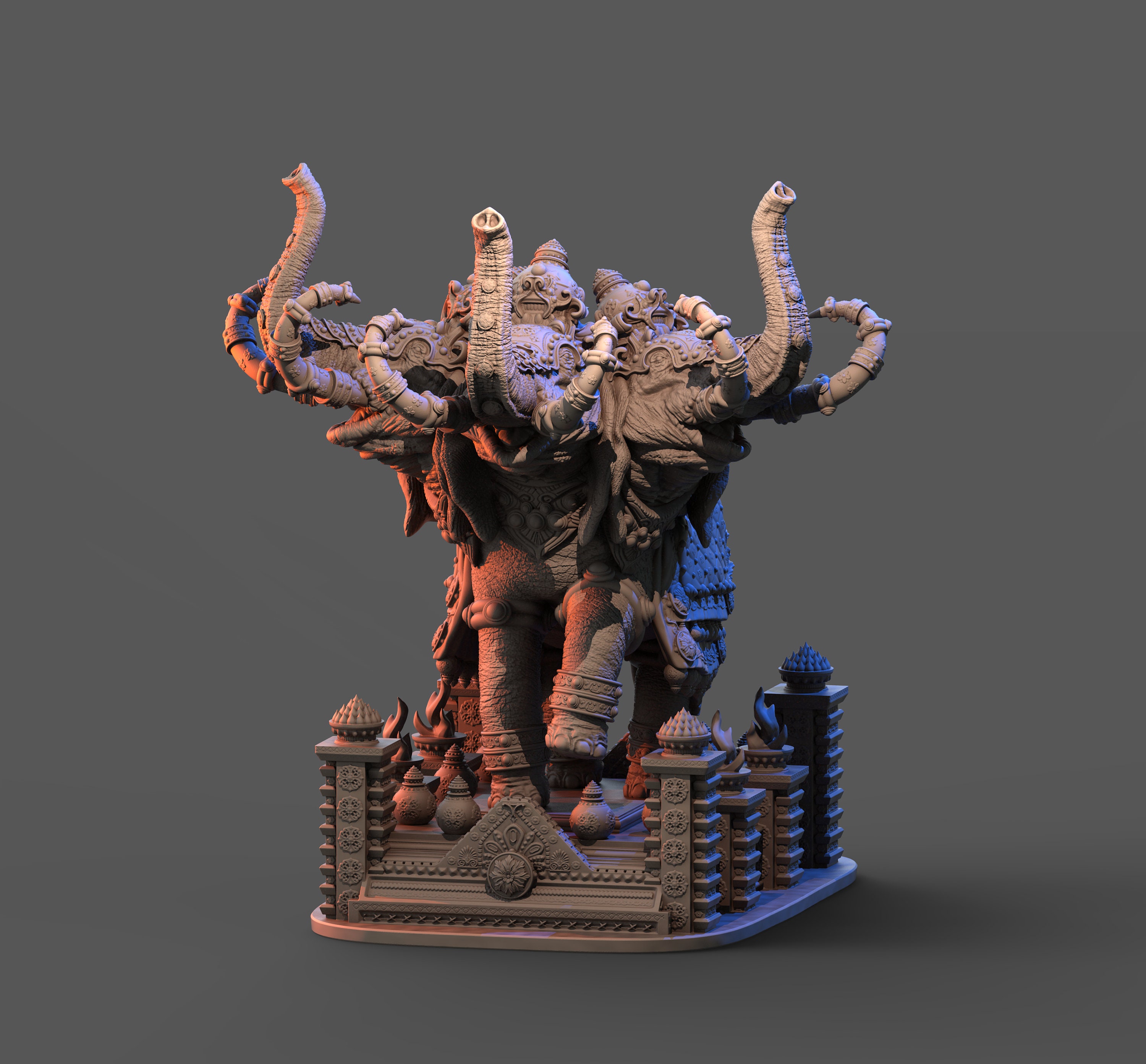 Huge 3 Headed Elephant Airavata DnD Miniature Elephant | Etsy