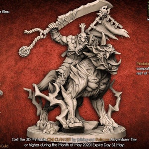 Mounted Oni Clan Chief Dnd Miniature Tabletop Games Like D&D or War ...