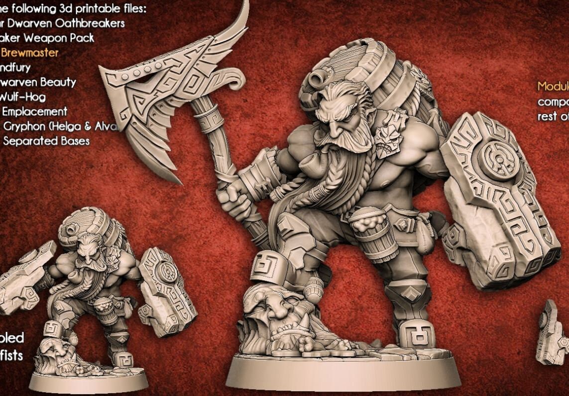 Toys Miniature Toys Artisan Guild Modular D&D Mini | Miniature Dwarf DnD Male Dwarf Barbarian ...
