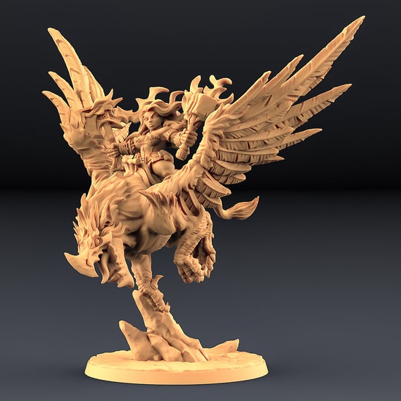 Mounted Female Griffin Rider DnD Miniature D&D Mini | Etsy