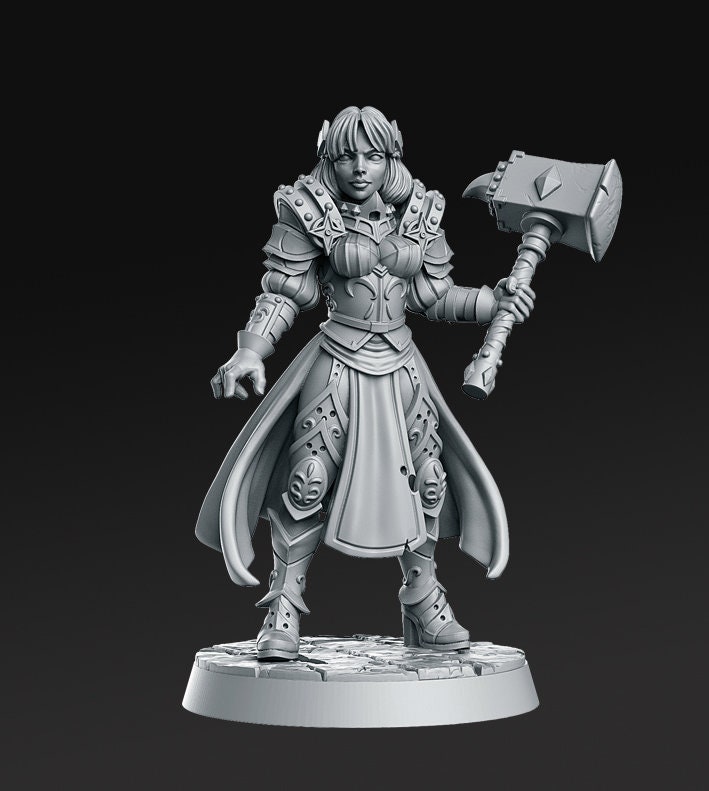 Female Knight Fighter Dnd Miniature female Hammer Knight - Etsy