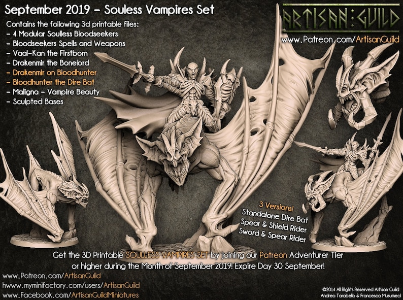 Mounted Vampire Lord on Dire Bat Dnd Miniature warrior - Etsy