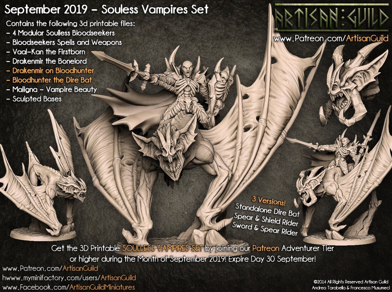 Mounted Vampire Lord on Dire Bat Dnd Miniature warrior | Etsy UK