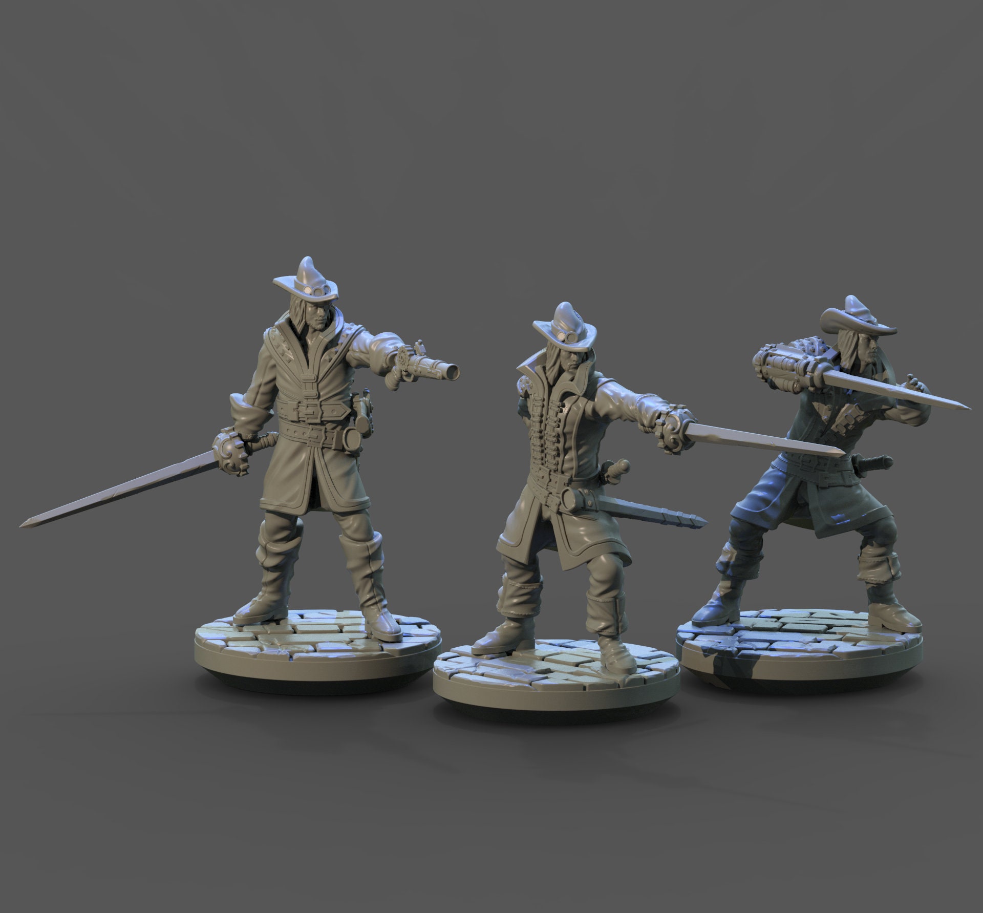 Three Musketeers Steampunk Minis for Dnd Miniatures for - Etsy