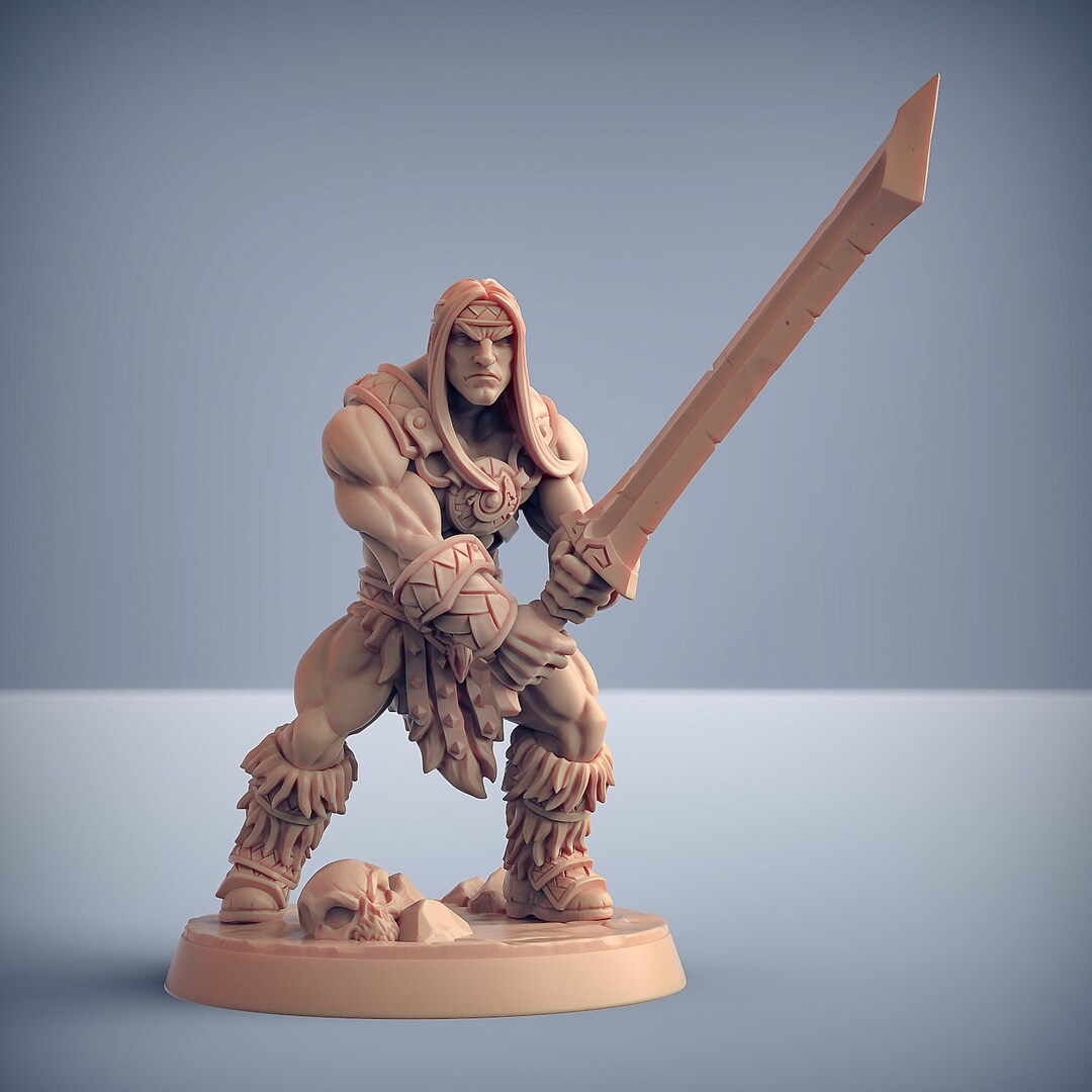 Male Barbarian Humans Dnd Miniature Fighter Miniatures for Tabletop ...