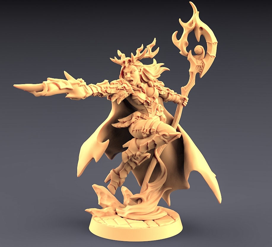 Female Elf Wizard Dnd Miniature elven Spell Caster sorcerer - Etsy