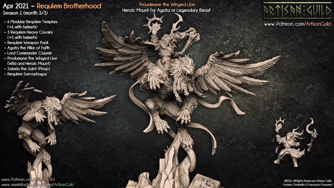 Large Winged Lion Mount Dnd Miniature Lammasu Tabletop | Etsy