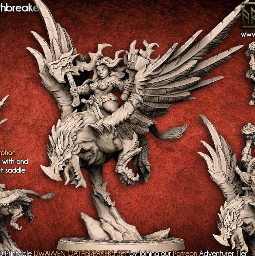 Mounted Female Griffin Rider Dnd Miniature D&D Mini - Etsy