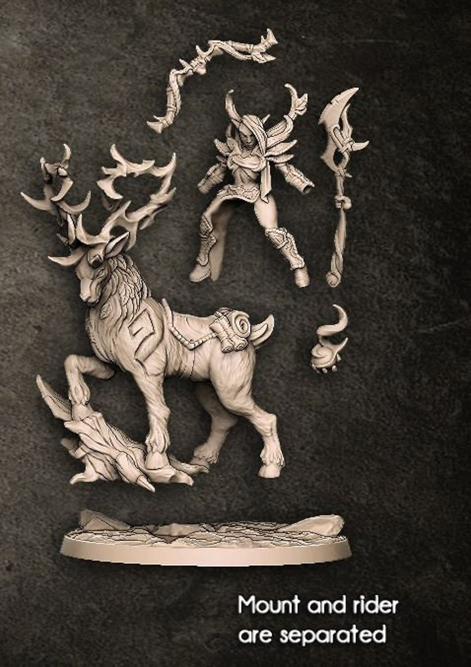Elf Warrior Ranger Mounted Dnd Miniature Dungeons and | Etsy