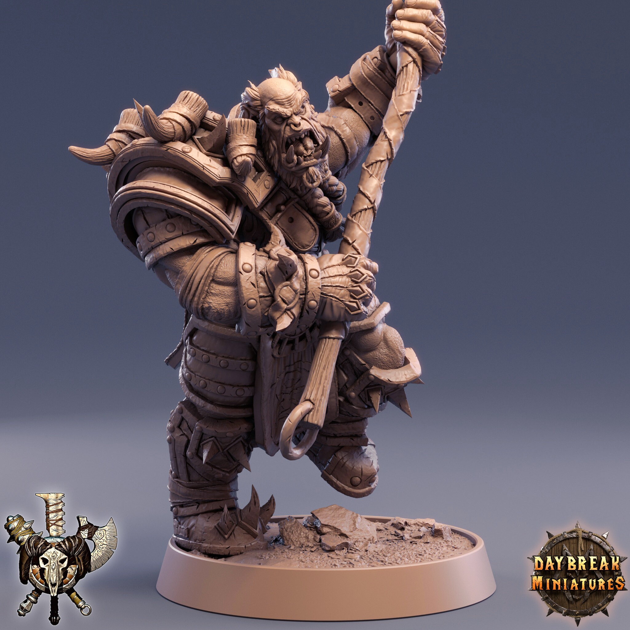 Orc Fighter With Two-handed Axe Dnd Miniature Orc Warrior - Etsy