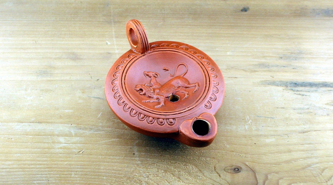 Roman Oil Lamp Decorated With a Chimera/ Khimaira Terra Sigillata - Etsy