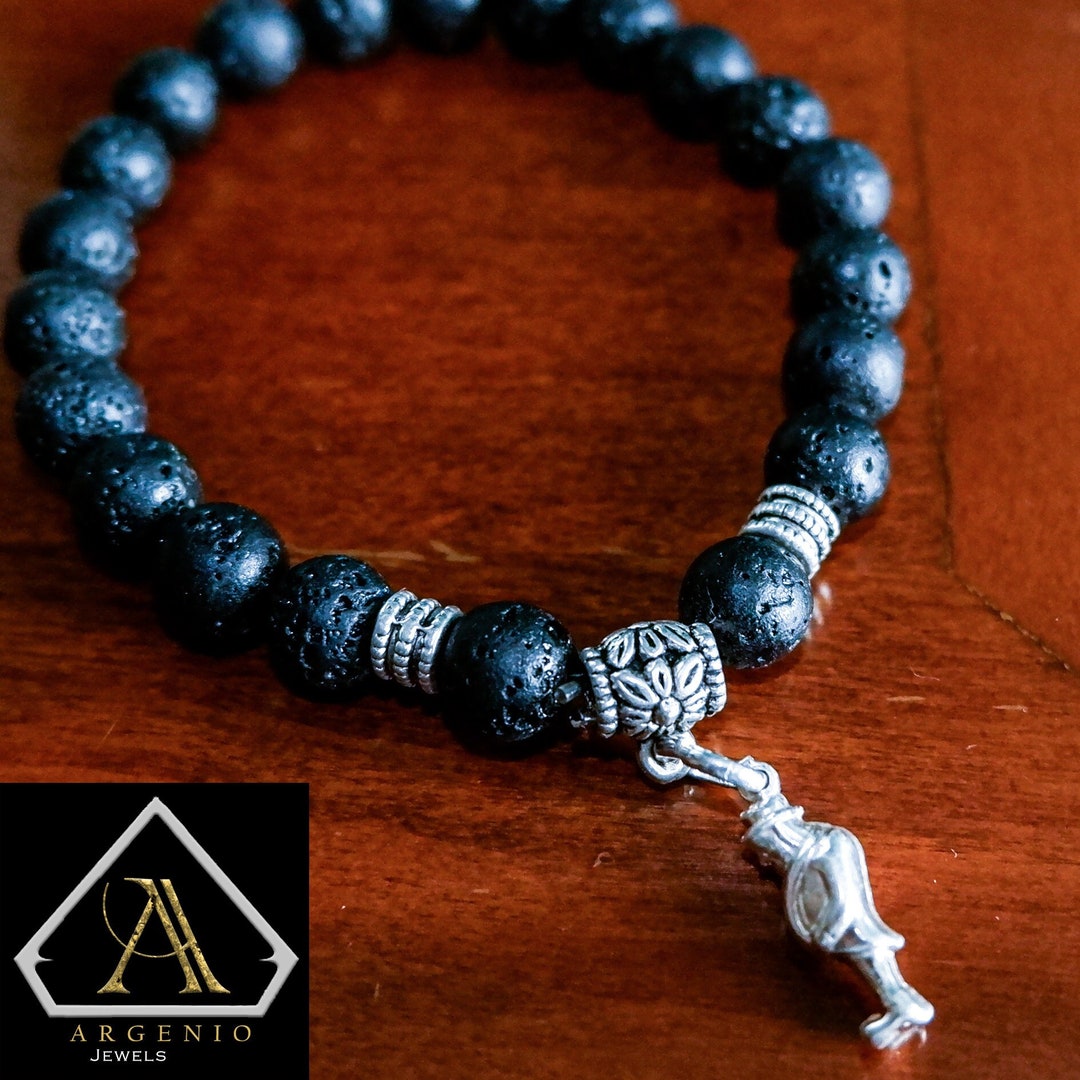 Vesuvius Lava Stone Bracelet and Neapolitan Lucky Hunchback in 925 ...