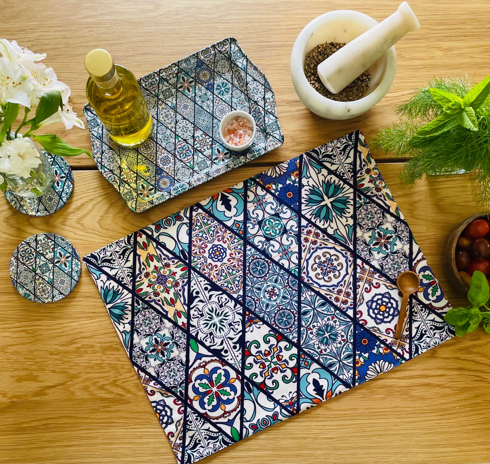 Mediterranean Style Placemats Placemats Set of 2, 4, 6 Placemats and ...