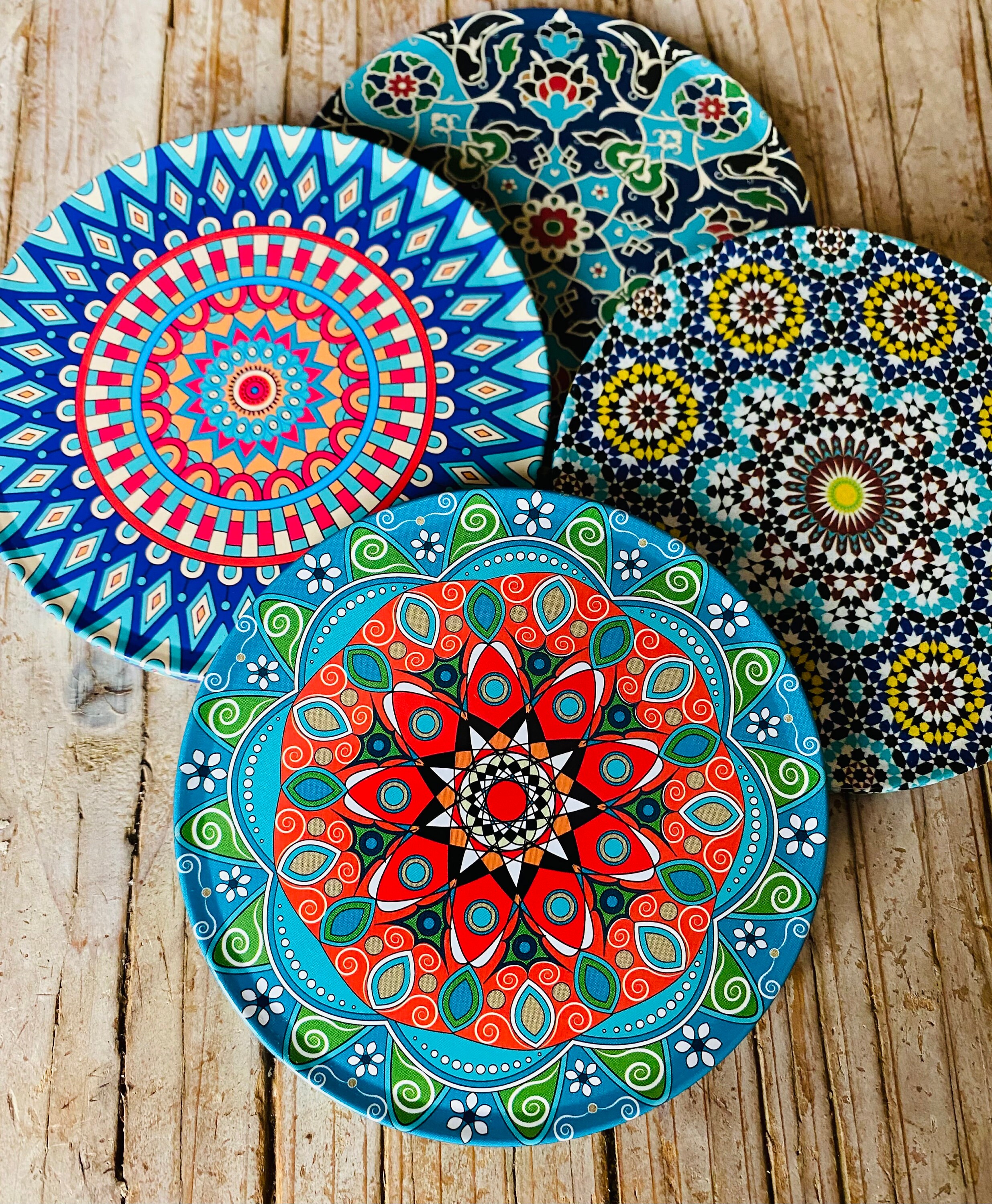 Slip Proof Table Coasters Set Of 6 Moroccan Style Drink Coasters - Blue ...